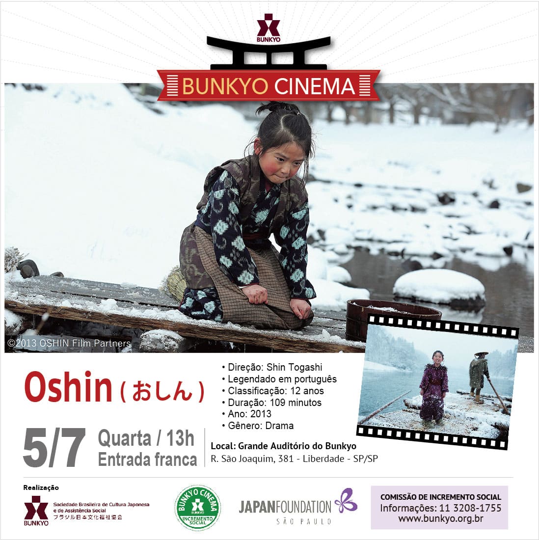 Cinema e Mini Bazar em Julho: Oshin – Bunkyo